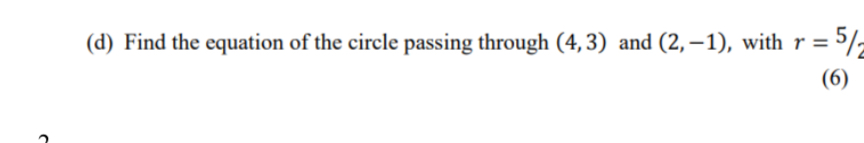 Solved (d) ﻿Find the equation of the circle passing through | Chegg.com