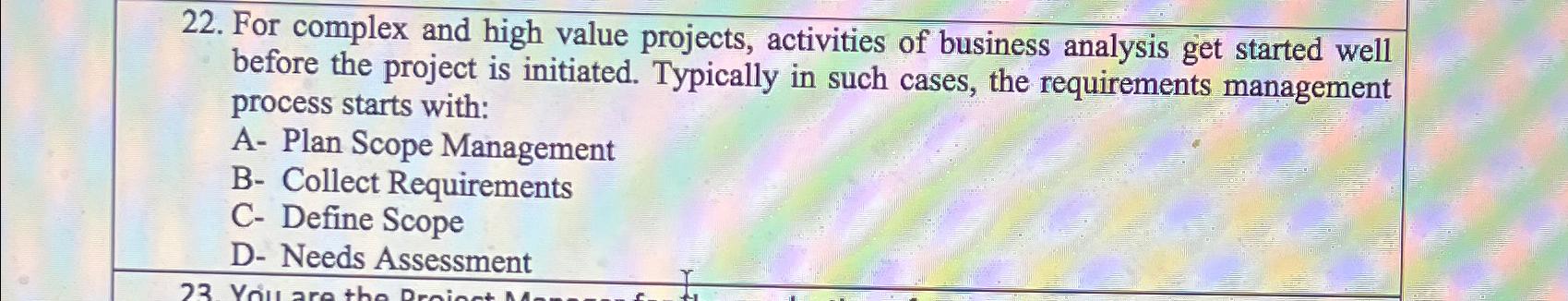 Solved For complex and high value projects, activities of | Chegg.com