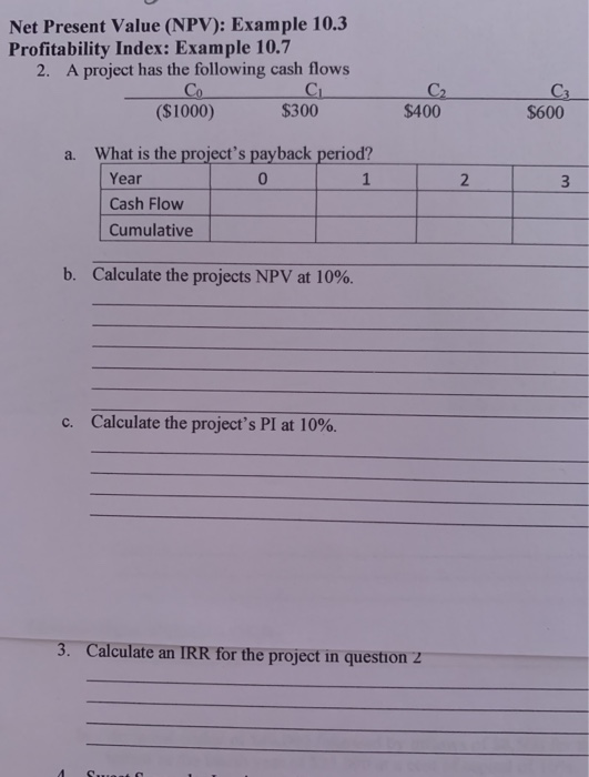 Solved Net Present Value (NPV): Example 10.3 Profitability | Chegg.com