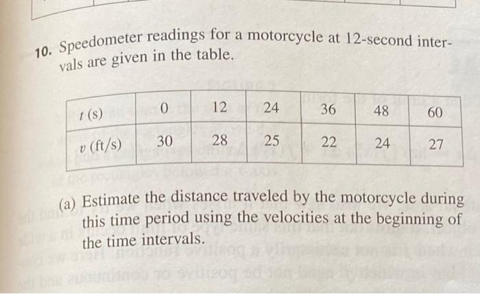 10. Speedometer readings for a motorcycle at 12 | Chegg.com
