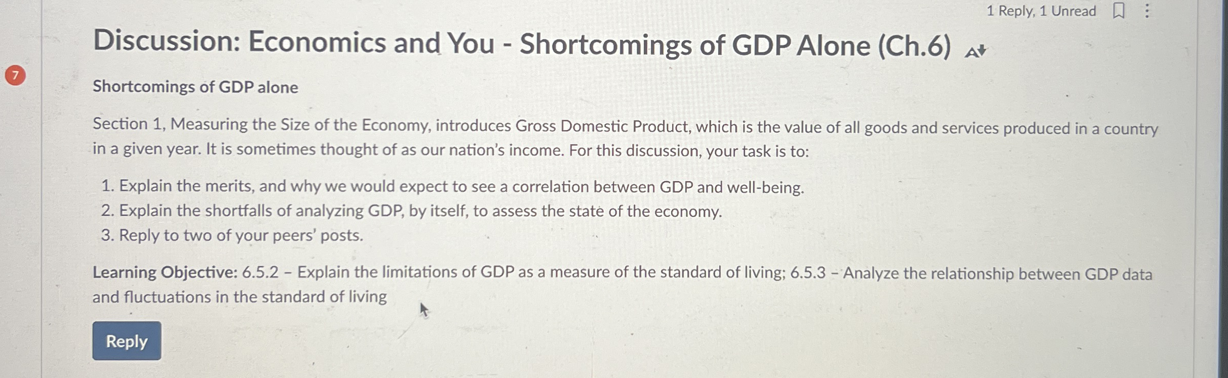 Solved Discussion: Economics and You - ﻿Shortcomings of GDP | Chegg.com
