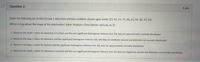 Solved Given the following set of data (Group 1 data from | Chegg.com