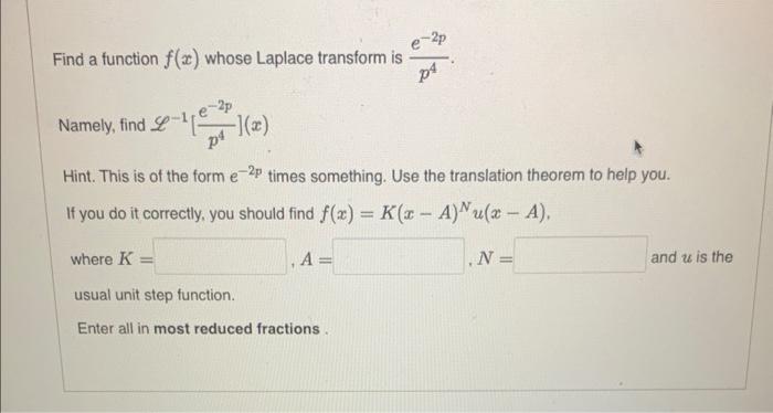 Solved Find a function f(x) whose Laplace transform is | Chegg.com