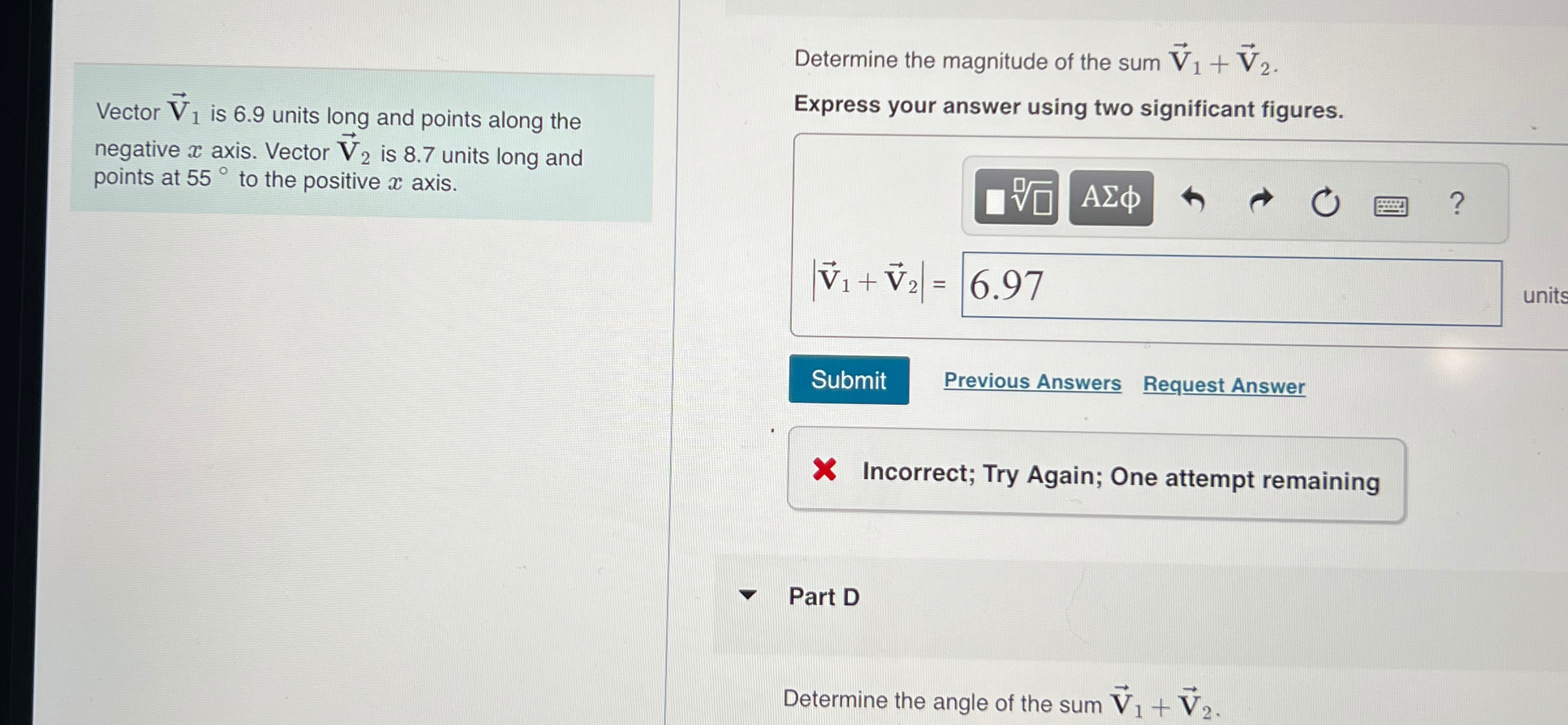 Solved Vector vec(V)1 ﻿is 6.9 ﻿units long and points along | Chegg.com