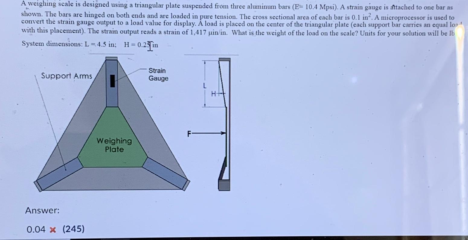 Solved A weighing scale is designed using a triangular plate | Chegg.com