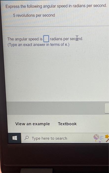Solved Express the following angular speed in radians per | Chegg.com