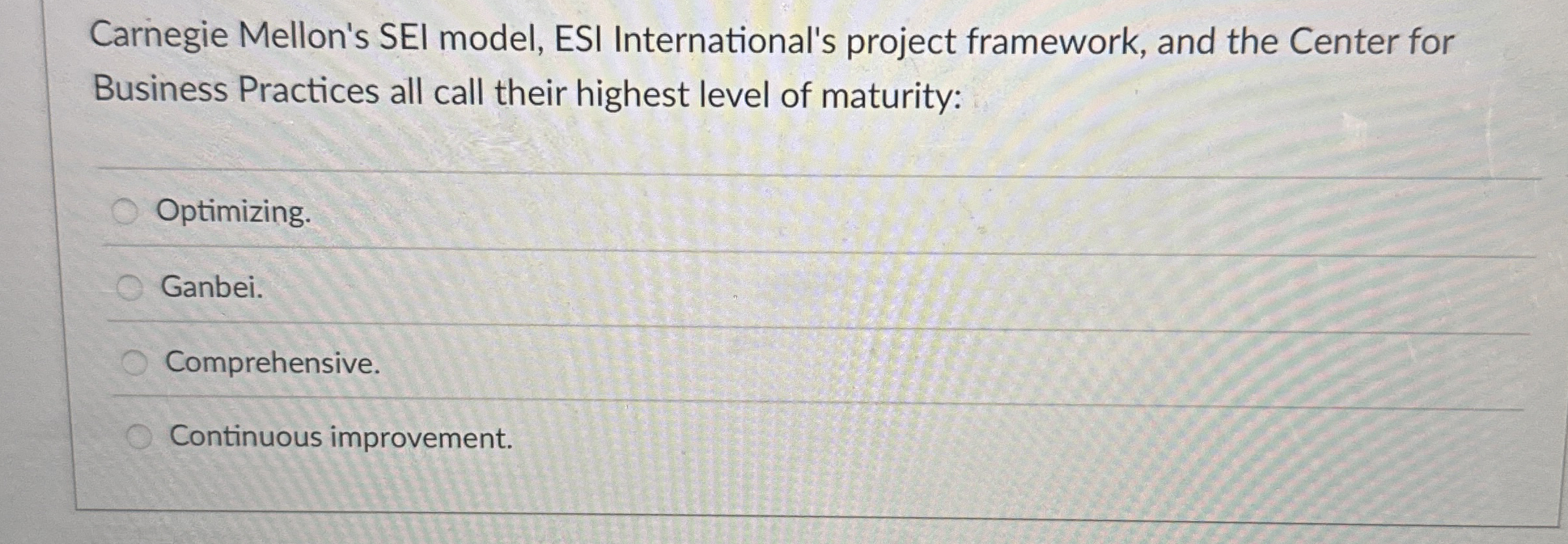 Carnegie Mellon's SEI model, ESI International's | Chegg.com
