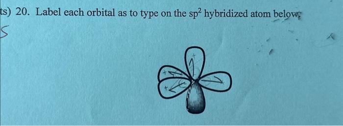 Solved 20. Label each orbital as to type on the sp² | Chegg.com