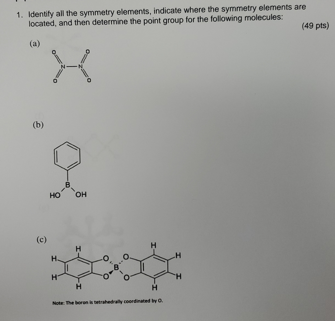Solved Identify all the symmetry elements, indicate where | Chegg.com