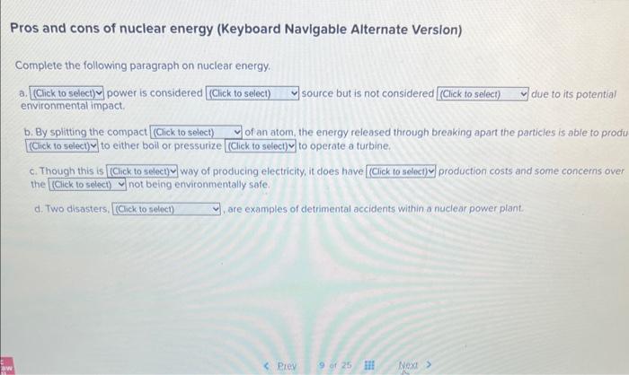Solved Pros and cons of nuclear energy (Keyboard Navigable | Chegg.com