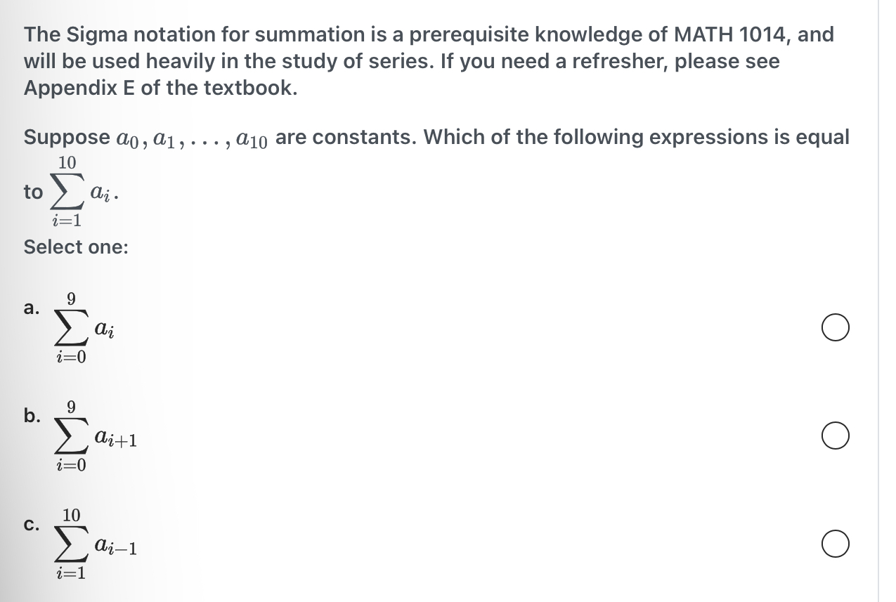 Solved Suppose a0,a1,dots,a10 ﻿are constants. Which of the | Chegg.com