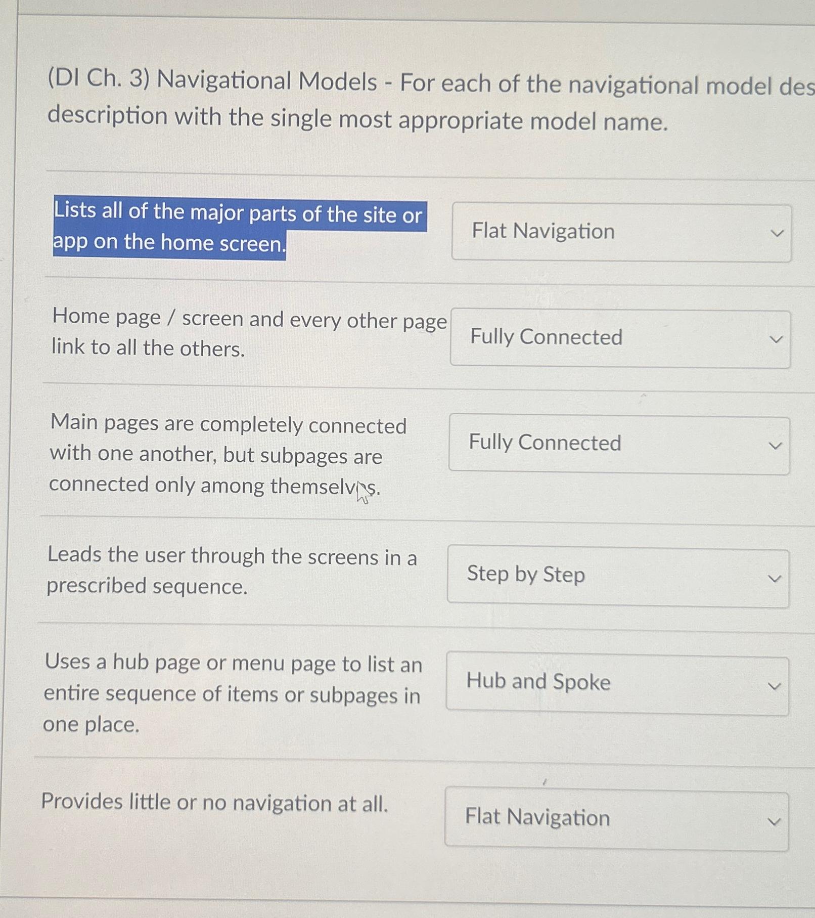 Solved (DI Ch. 3) ﻿Navigational Models - ﻿For each of the | Chegg.com