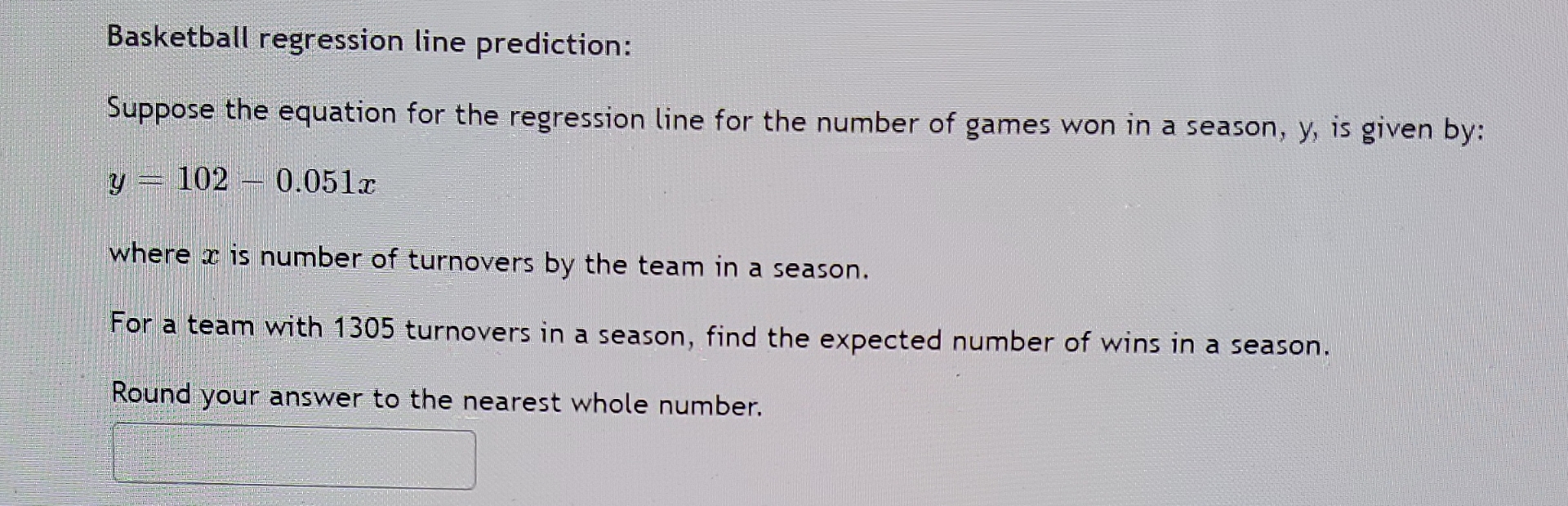 Solved Basketball regression line prediction:Suppose the | Chegg.com