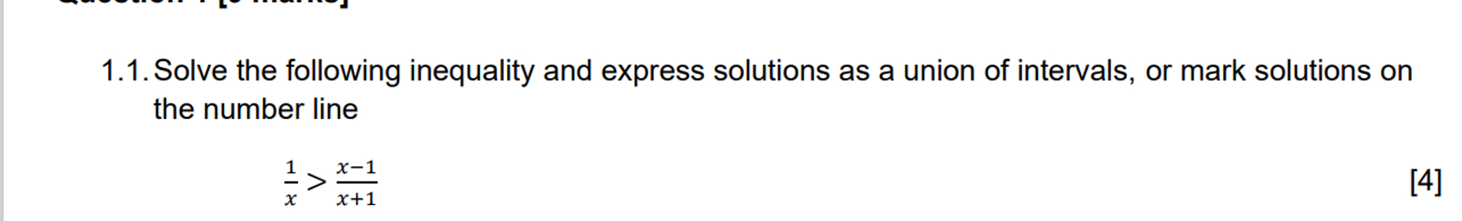 Solved 1.1. ﻿Solve the following inequality and express | Chegg.com