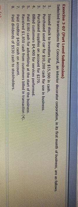 Solved Exercise 3-07 (Part Level Submission) Selected | Chegg.com