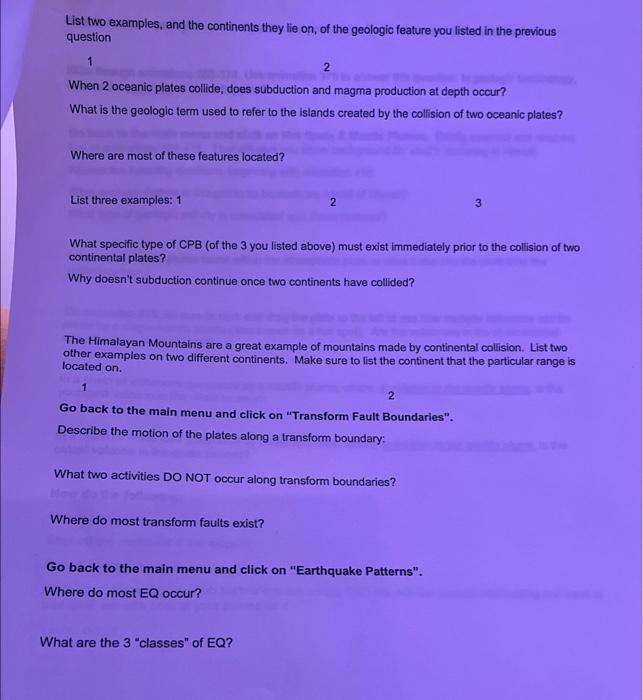 GEOL 1140 Lab 1: Plate Tectonics Animation Lab This | Chegg.com
