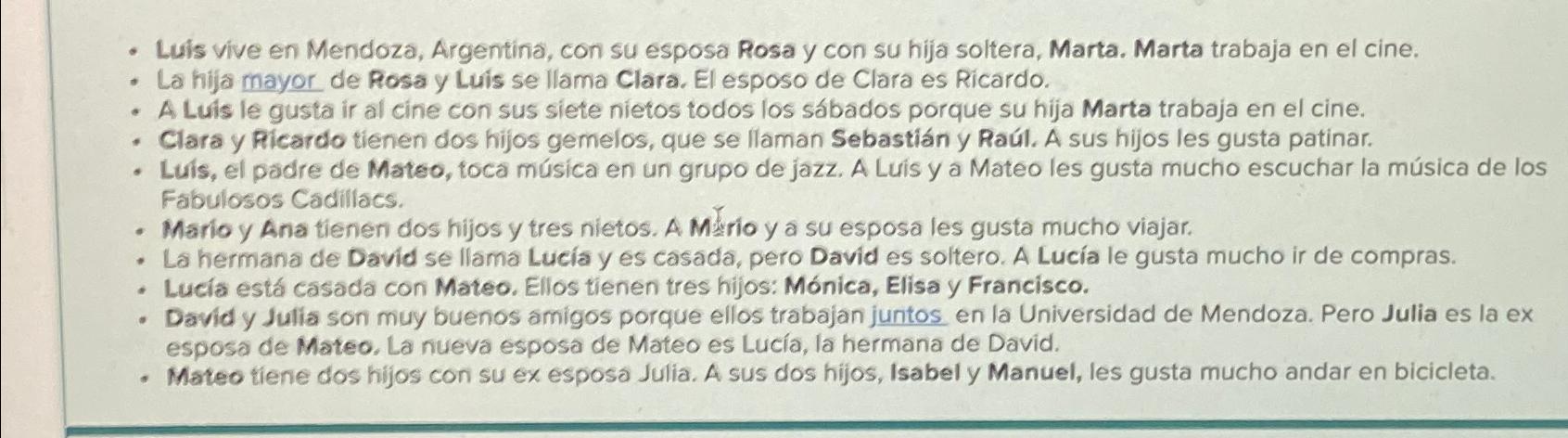 Luis vive en Mendoza, Argentina, con su esposa Rosa y | Chegg.com