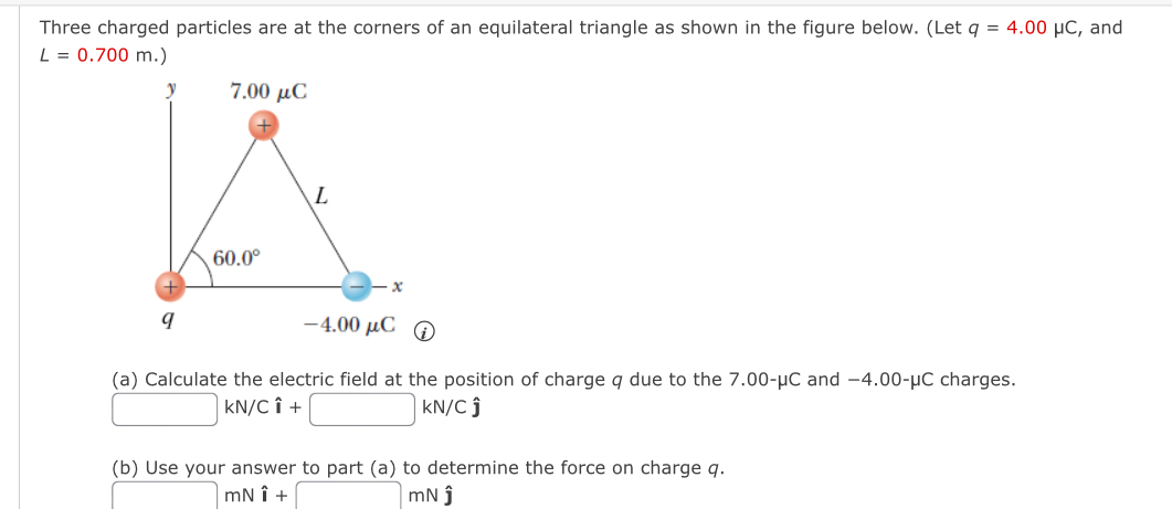 Solved Three charged particles are at the corners of an | Chegg.com