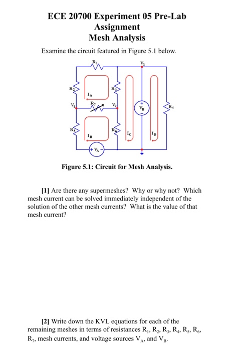 Solved ECE 20700 Experiment 05 Pre-Lab Assignment Mesh | Chegg.com