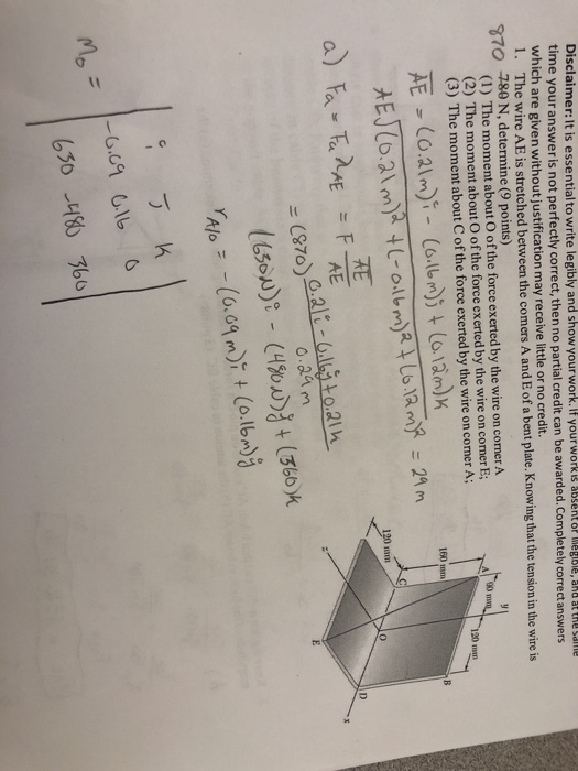 Solved Disclaimer: It is essential to write legibly and show | Chegg.com