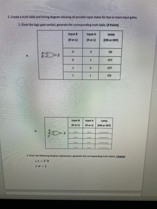 Solved C. Create a truth table and timing diagram showing | Chegg.com