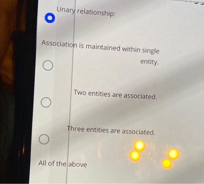 Solved Unary relationship: Association is maintained within | Chegg.com
