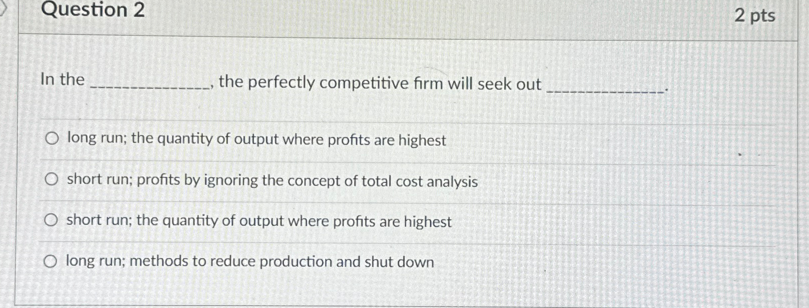 Solved Question 22 ﻿ptsIn the , ﻿the perfectly competitive | Chegg.com