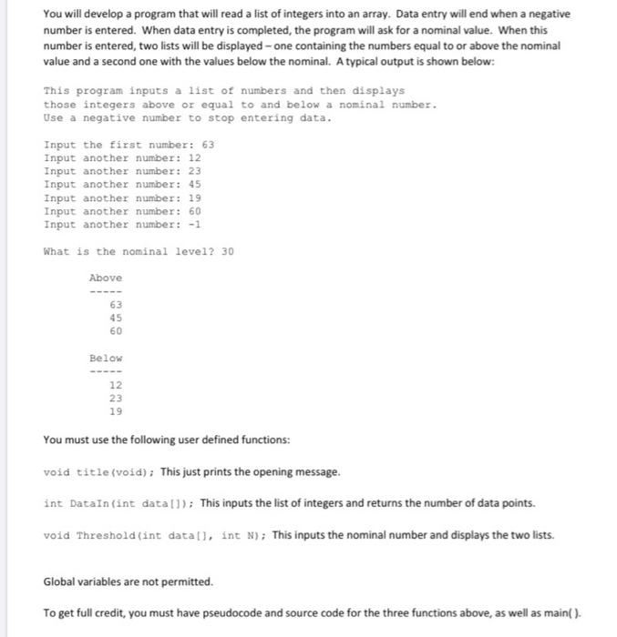 Solved You will develop a program that will read a list of | Chegg.com
