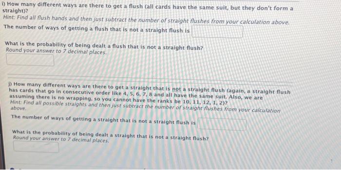 Solved How many different ways are there to get a flush (all | Chegg.com
