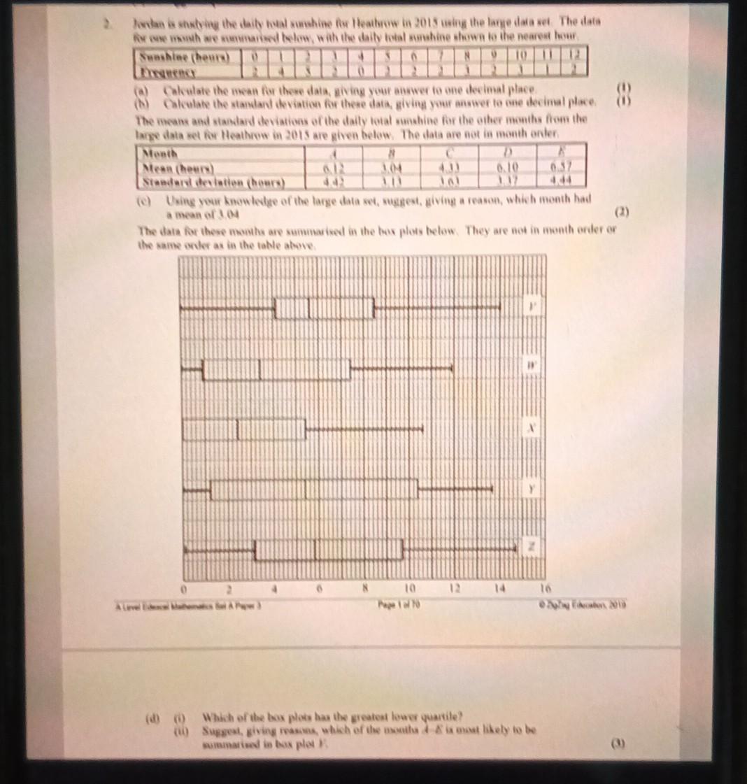 Solved (a) Calculate the mean for thowe dasa, giving your | Chegg.com