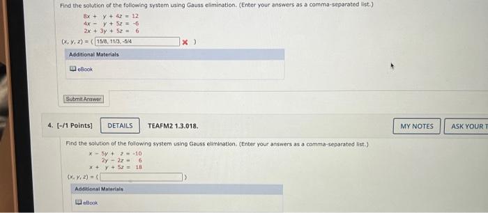 Solved Find the solution α the following system using Gauss | Chegg.com