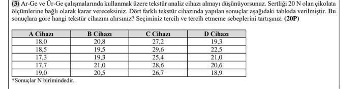 Solved (3) Ar-Ge ve Ür-Ge çalışmalarında kullanmak üzere | Chegg.com