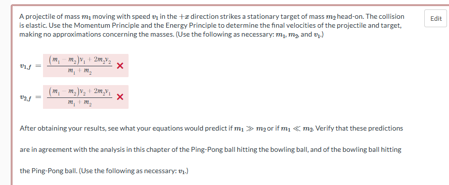 Solved A projectile of ﻿mass m1 ﻿moving with speed v1 in | Chegg.com
