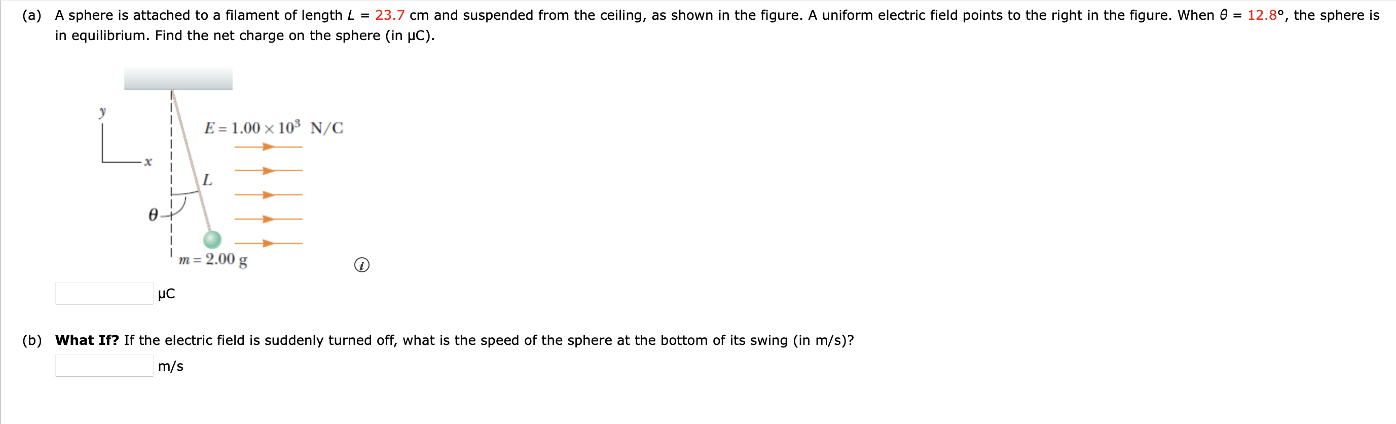 Solved A sphere is attached to a filament of length L = 23.7 | Chegg.com