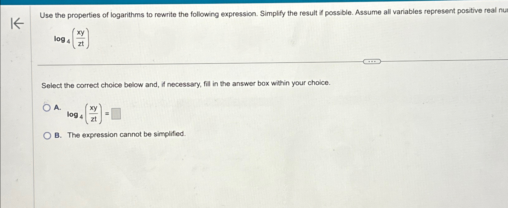 Solved Use the properties of logarithms to rewrite the | Chegg.com