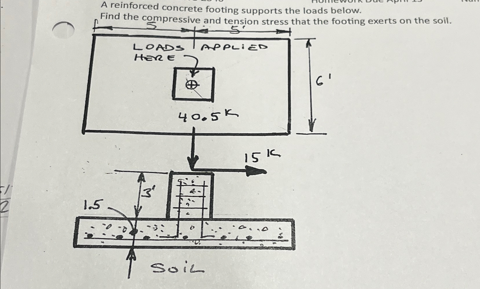 Solved A reinforced concrete footing supports the loads | Chegg.com