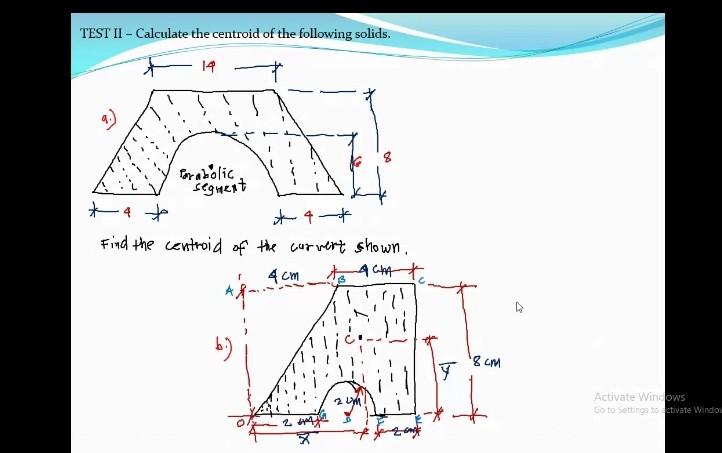 Solved TEST II - Calculate the centroid of the following | Chegg.com