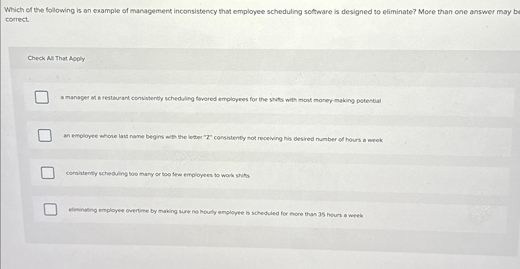 Solved Which of the following is an example of management | Chegg.com