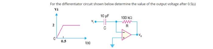 Solved For the differentiator circuit shown below determine | Chegg.com