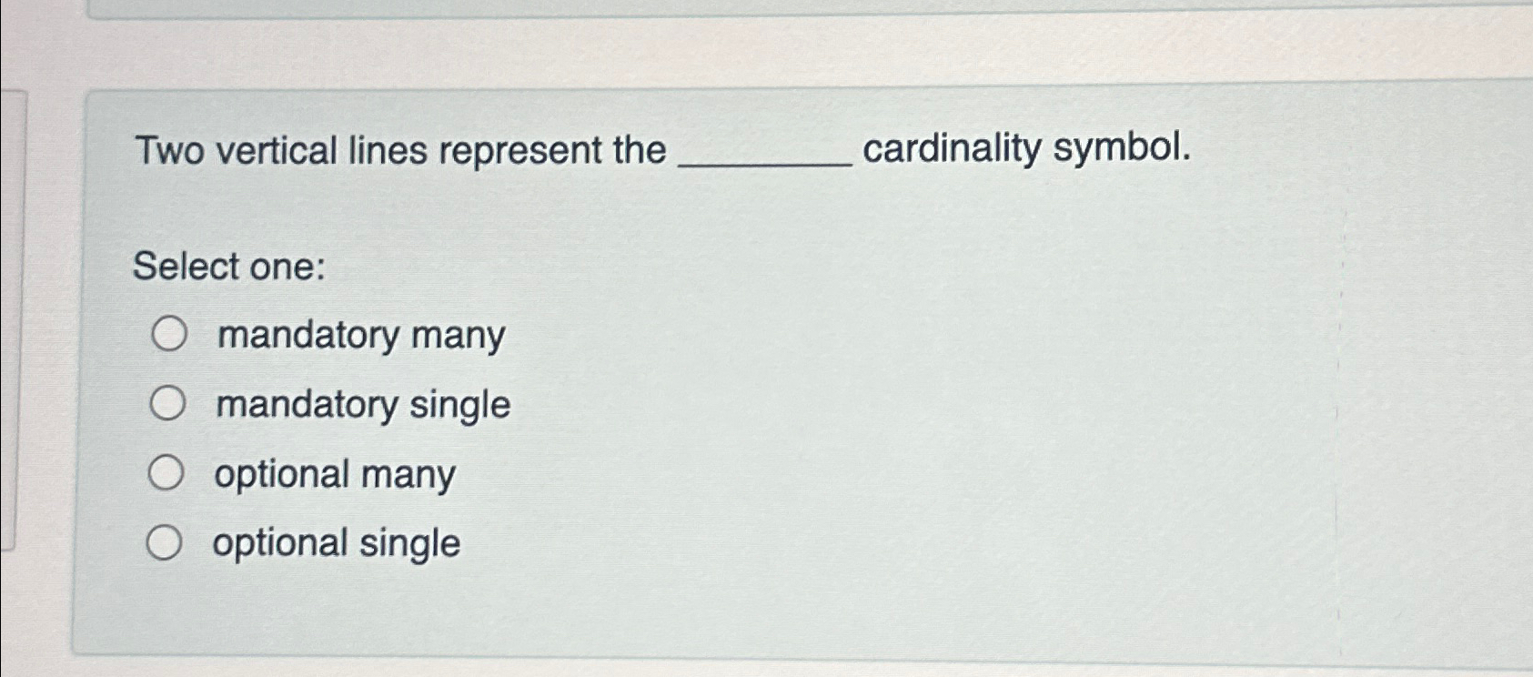 Solved Two vertical lines represent the cardinality | Chegg.com