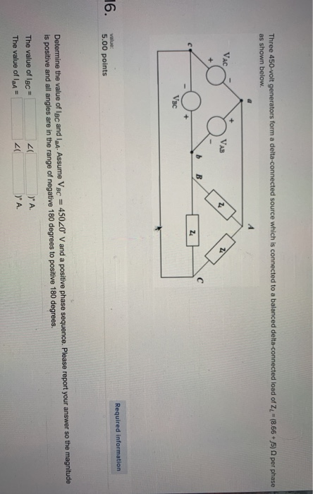 Solved Three 450-volt generators form a delta-connected | Chegg.com