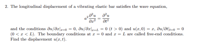 Solved The longitudinal displacement of a vibrating elastic | Chegg.com