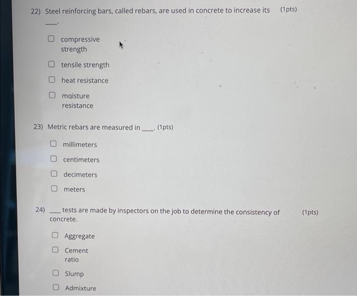 Solved (1 pts) 4) All-weather wood foundations are made of | Chegg.com