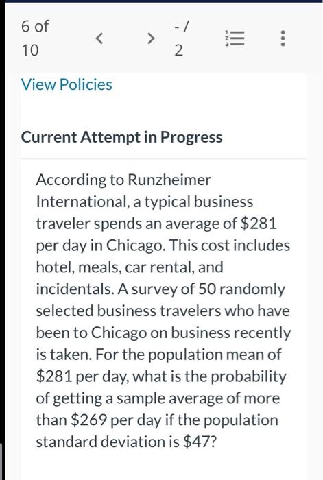 Solved View Policies Current Attempt in Progress According | Chegg.com