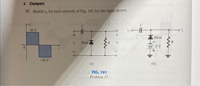 Solved 37. Sketch v0 for each network of Fig. 181 for the | Chegg.com