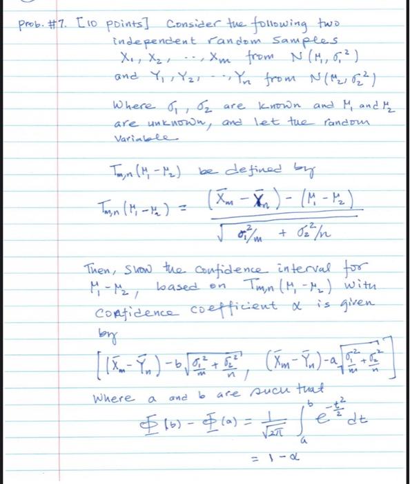 Solved prob. \#1 [10 points] Suppose the random variable Y | Chegg.com