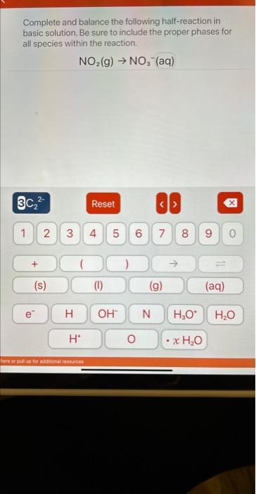Solved Complete and balance the following half-reaction in | Chegg.com