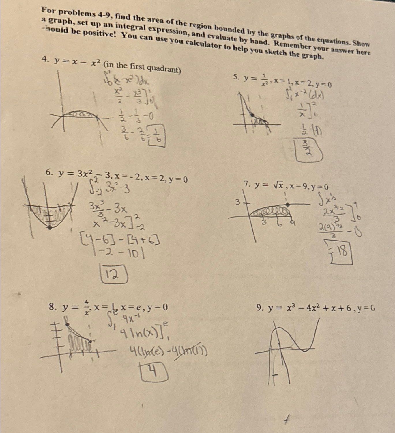 Solved For problems 4-9, find the area of the region bounded | Chegg.com