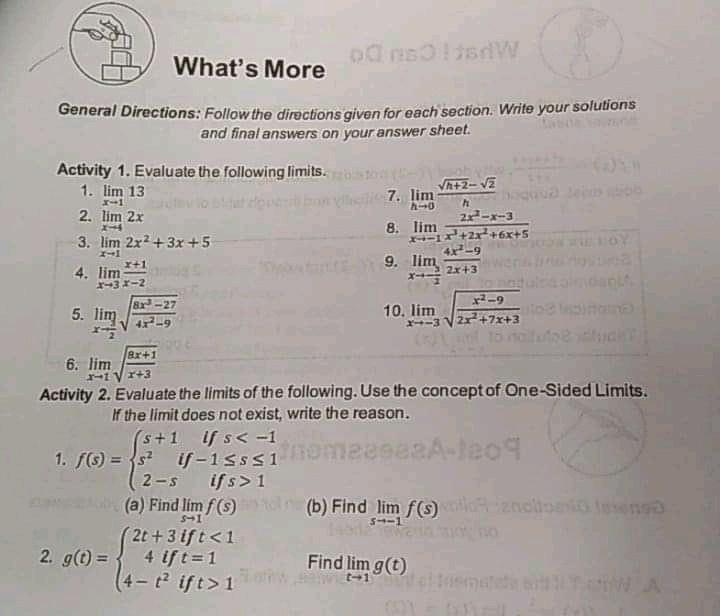 Solved DOO What's More General Directions: Follow the | Chegg.com