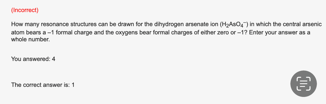 (Incorrect)How many resonance structures can be drawn | Chegg.com